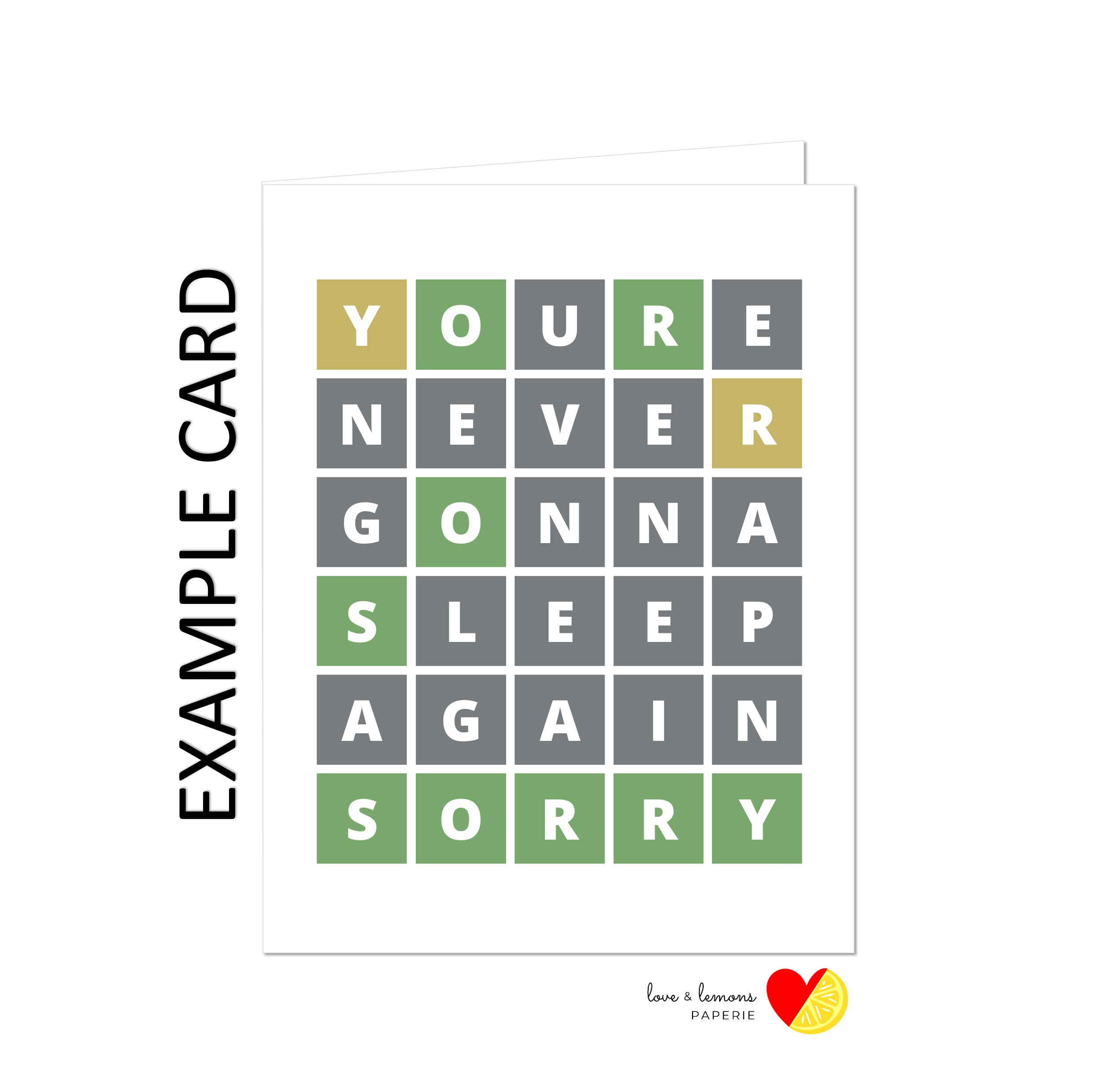 Word Game Custom Edition Front Cover & Inside Message - Etsy
