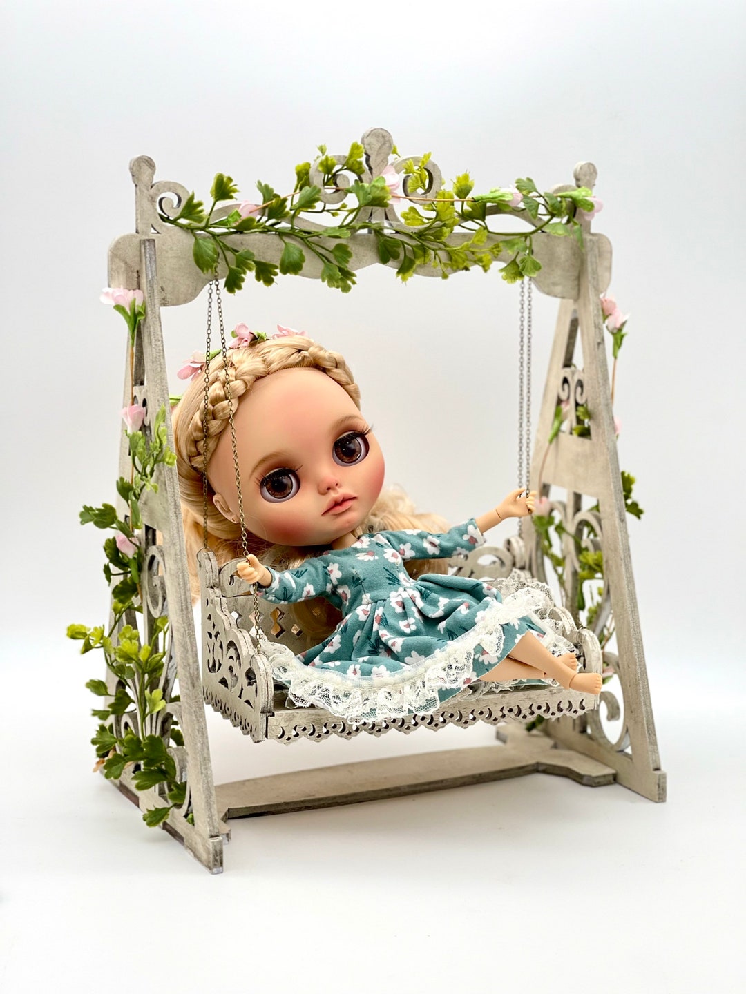 1/6 Miniature Garden Swing, Vintage Swing for Doll, Dollhouse Furniture ...