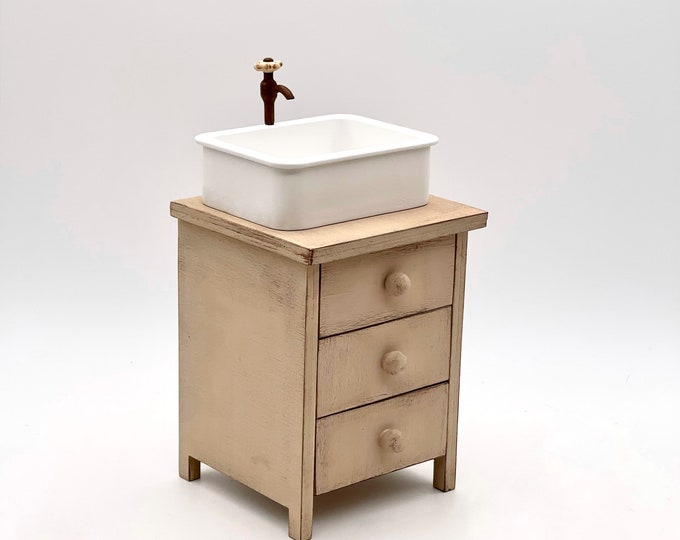 1:6 Sink Cabinet for Doll, Miniature Sink With Faucet, Dollhouse ...