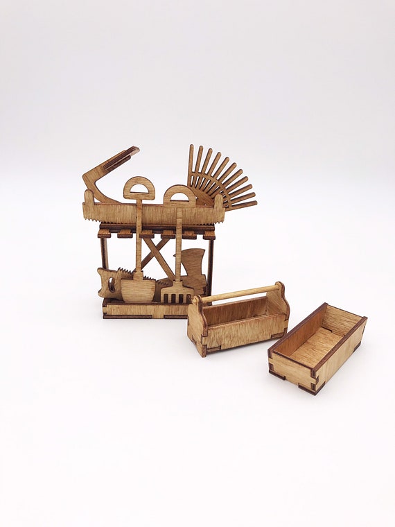 Miniature Farm Tools Set Dollhouse Garden Set Wooden Mini - Etsy