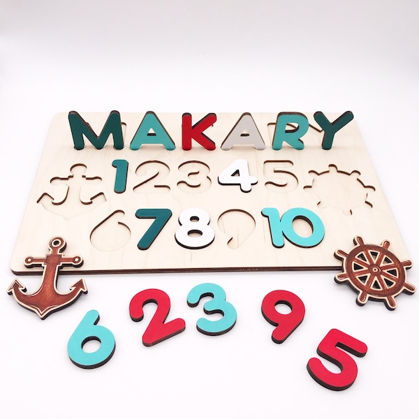 Wooden Number Puzzle 1 10 - Etsy