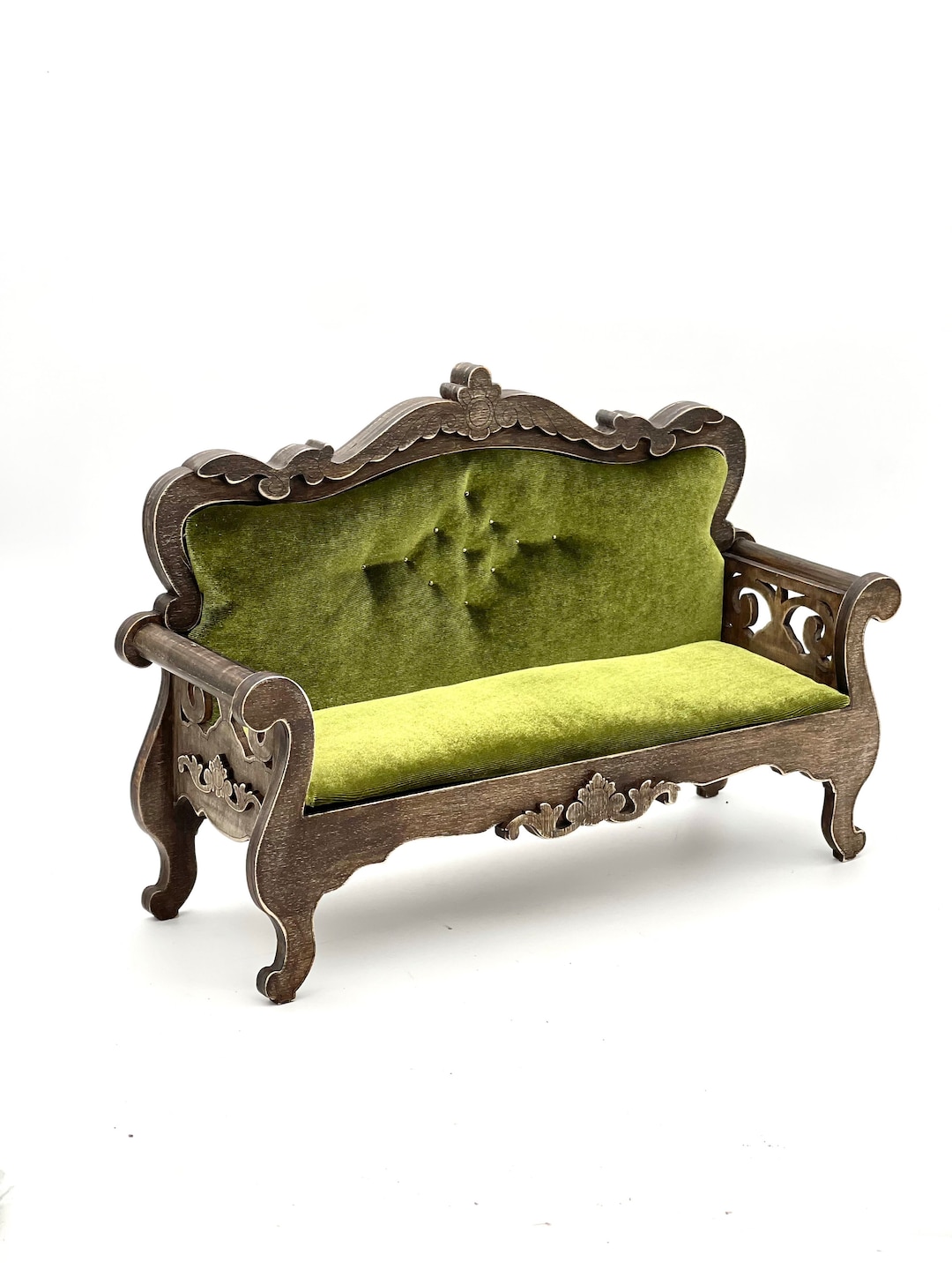 Miniature Couch for Dollhouse, Vintage Sofa for Doll, Roombox Furniture ...