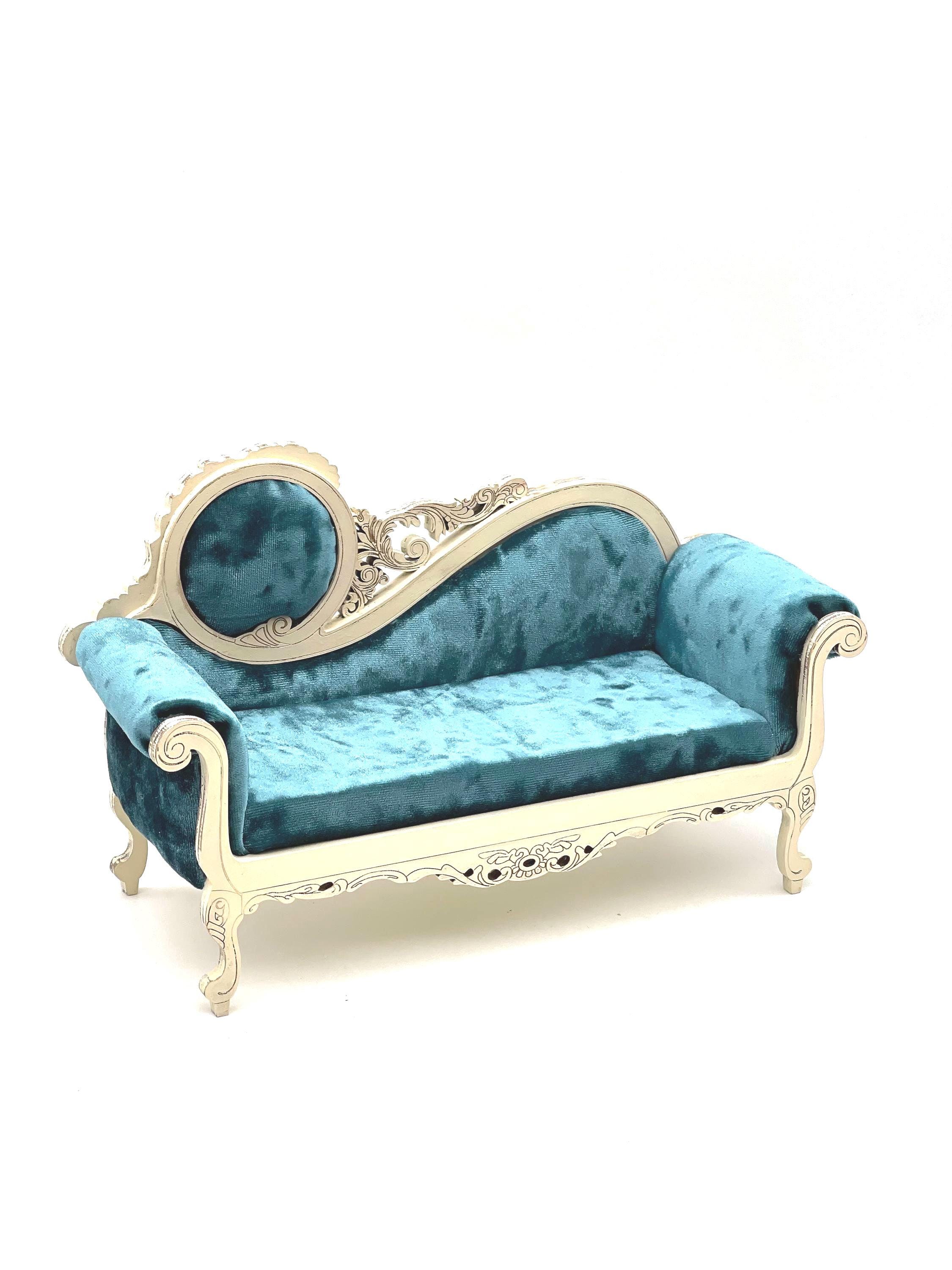 Miniature Couch for Dollhouse, Vintage Sofa for Doll, Roombox Furniture ...