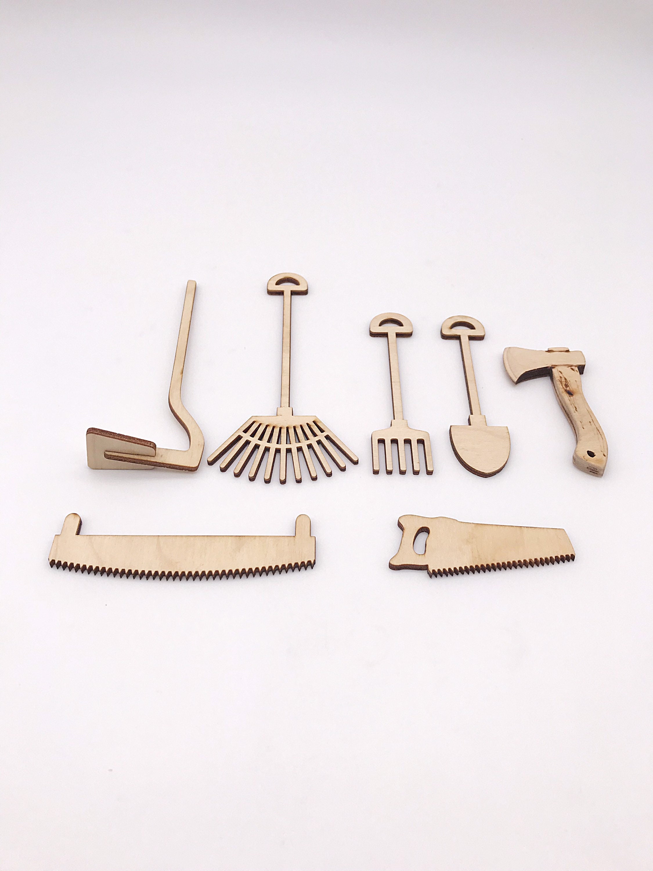 Miniature Farm Tools Set, Dollhouse Garden Decor, Wooden Pig & Chicken ...