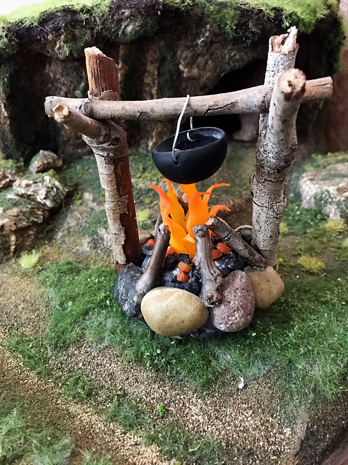 Miniature bonfire campsite picnic dollhouse mini campfire | Etsy