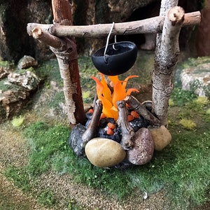 Miniature Bonfire, Campsite Picnic, Dollhouse Mini Campfire, Polymer ...
