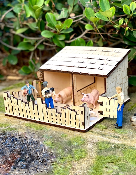 Wooden Play Pigsty Waldorf Farm Barn Toy Cowshed Montessori - Etsy