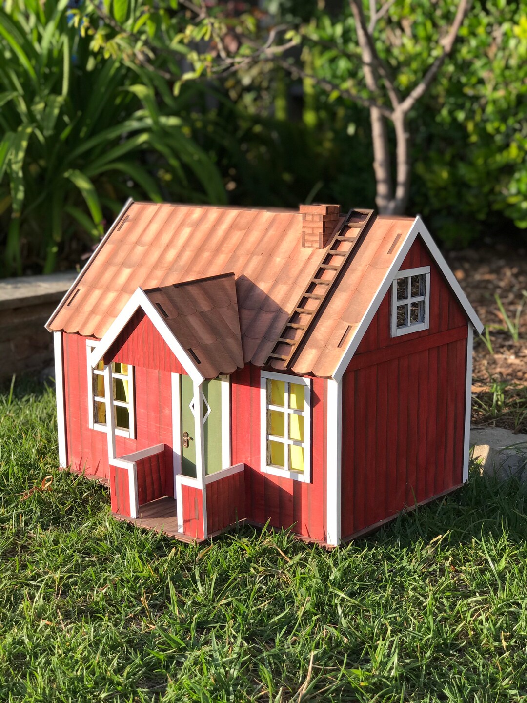 Wooden Dollhouse, Miniature Rustic Dollhouse, Pettson and Findus House ...