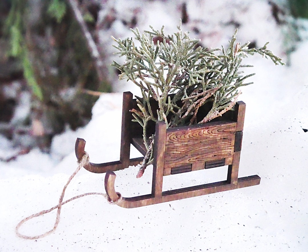 Miniature Wooden Sled, Christmas Sled Decoration, Christmas Sled, Mini ...