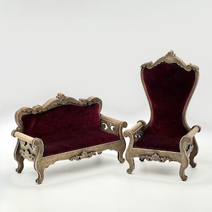 Miniature Throne for Doll, Vintage Throne, Dollhouse Chair, Throne With ...
