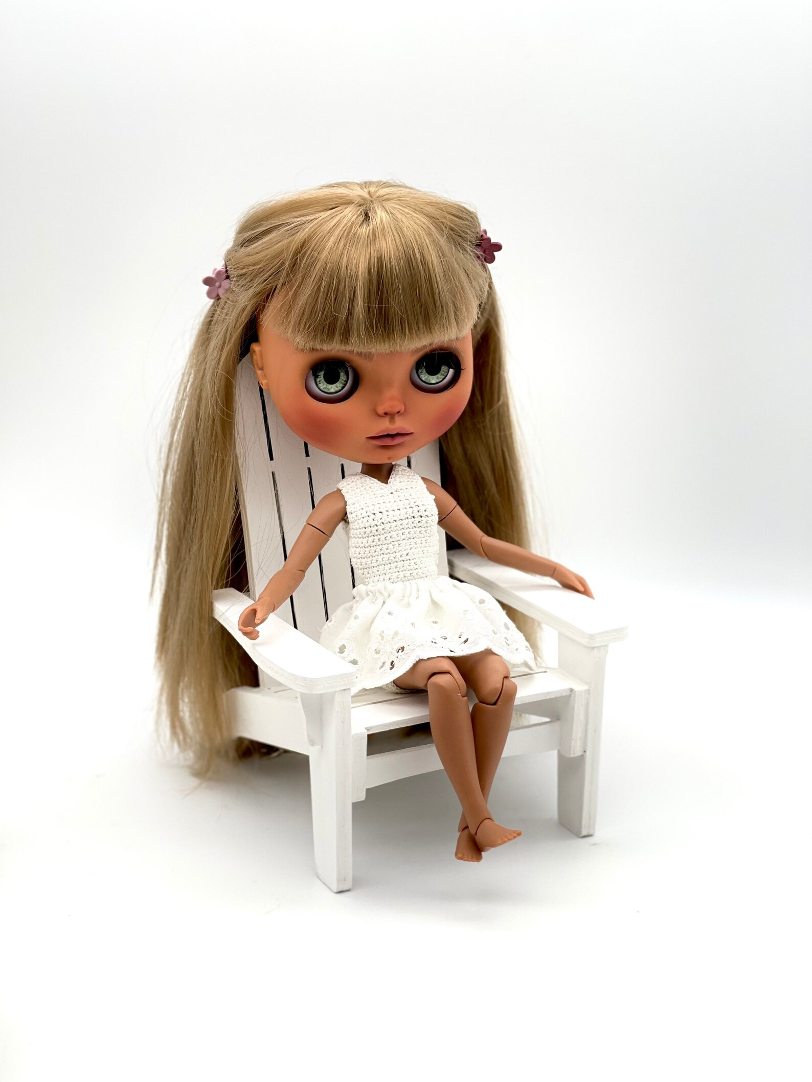 Miniature White Beach Chairs, Doll Lounge, Dollhouse Furniture, Summer ...