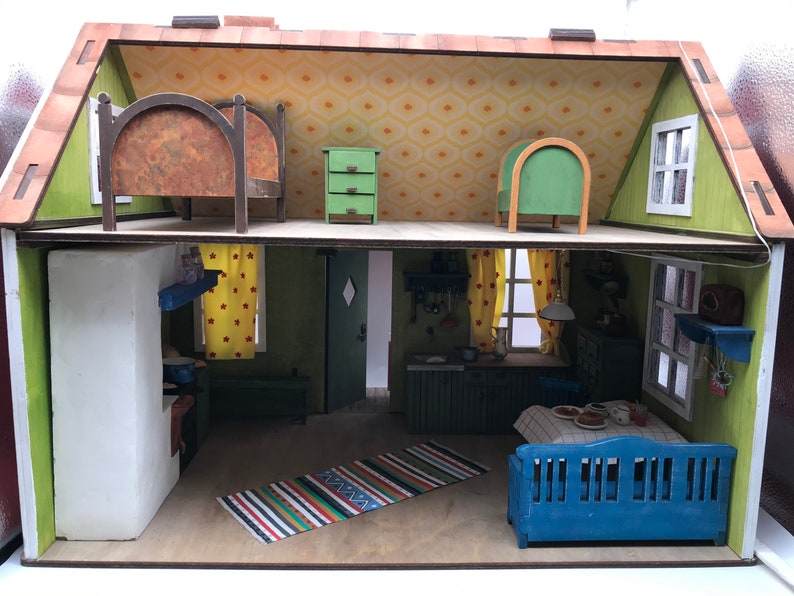 Wooden Dollhouse Miniature Rustic Dollhouse Pettson and - Etsy