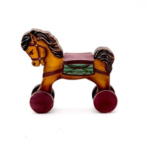 1:6 Miniature Vintage Horse on Wheels, Toy Horse for Doll, Riding Horse ...