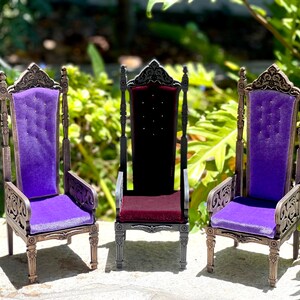 1:6 Throne for Dollhouse, Big Vintage Chair for Doll, Halloween Diorama ...