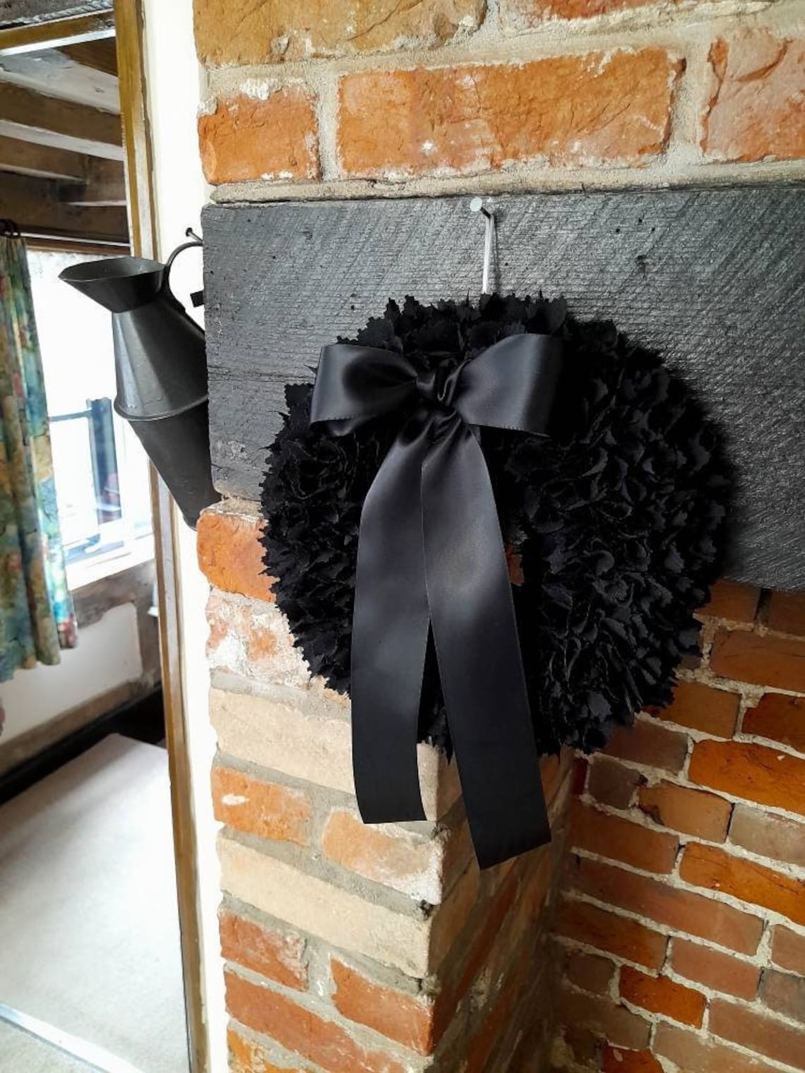Mourning Wreath for Front Door Memorial Wreath Black Funeral - Etsy