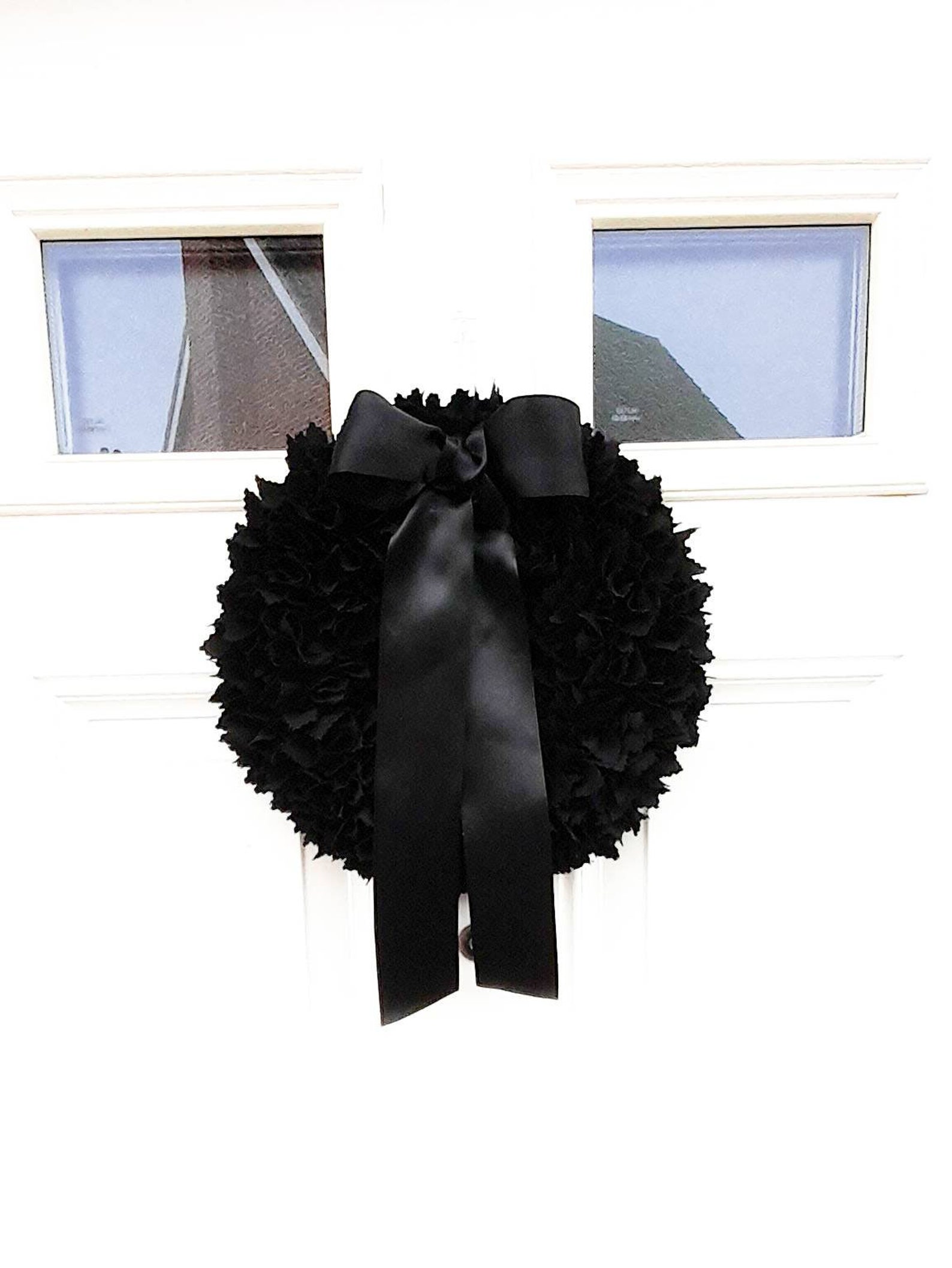 Black Wreath Black Mourning Wreath for Front Door Black - Etsy UK