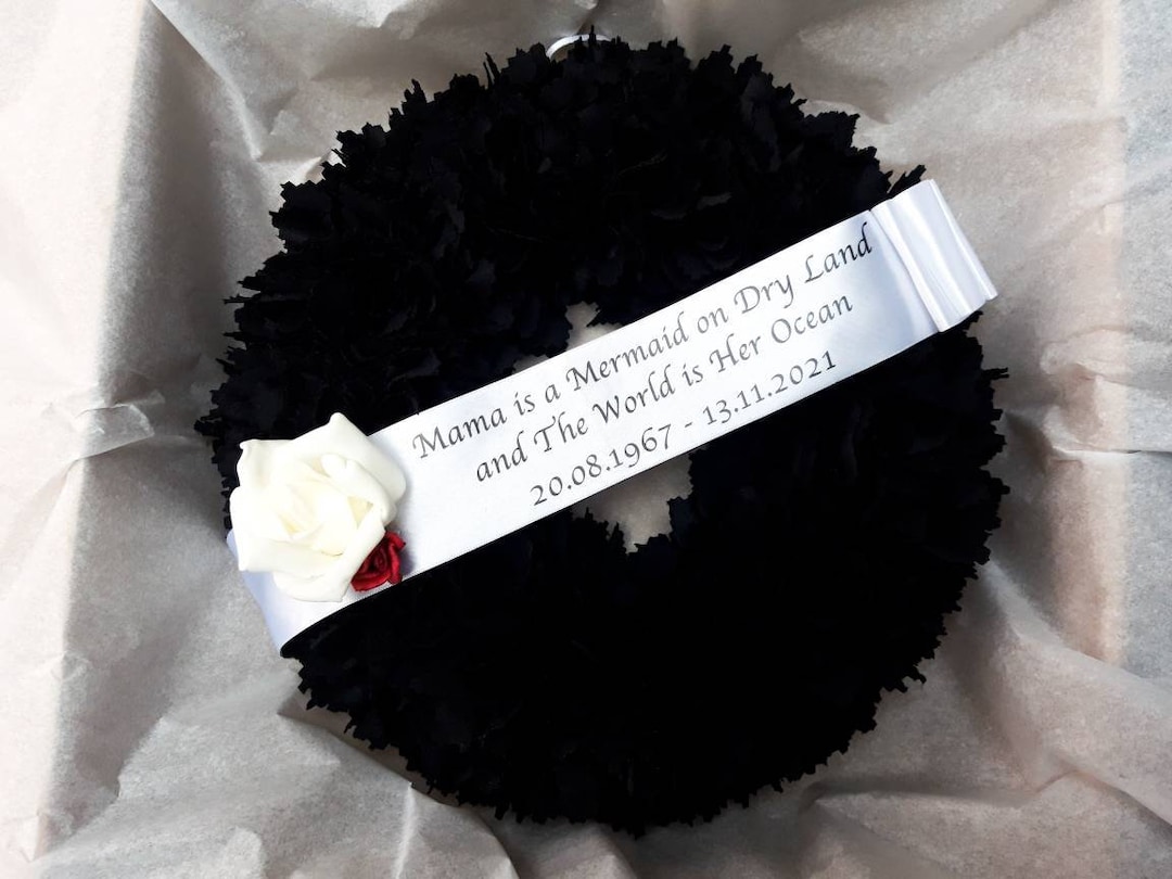 Mourning Wreath for Front Door, Artificial Funeral Flowers, Black ...
