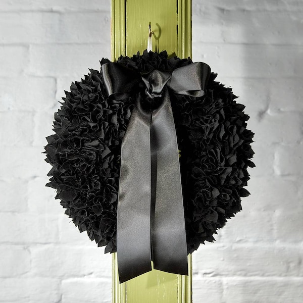 Black Funeral Door Wreath - Etsy