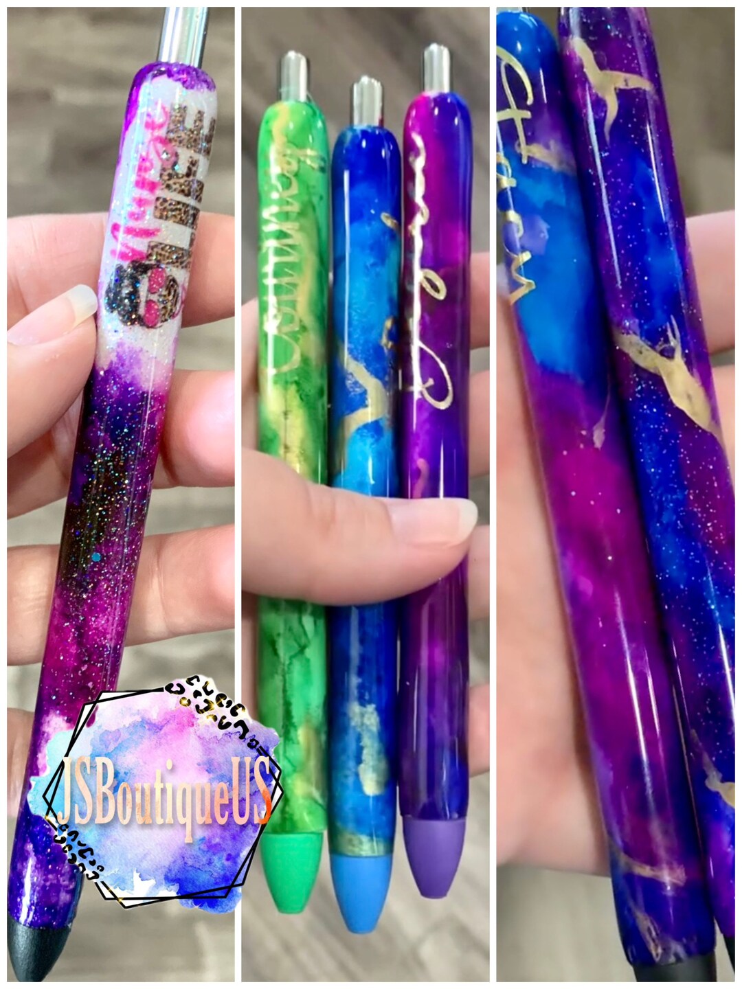 Alcohol Ink Personalized Glitter Pens / Papermate Inkjoy Pens ...