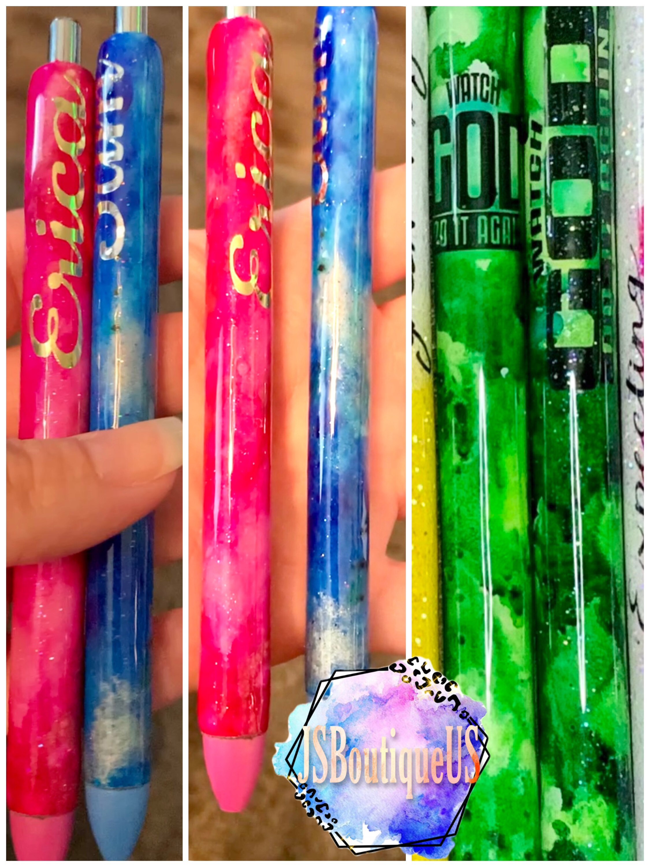 Alcohol Ink Personalized Glitter Pens / Papermate Inkjoy Pens - Etsy