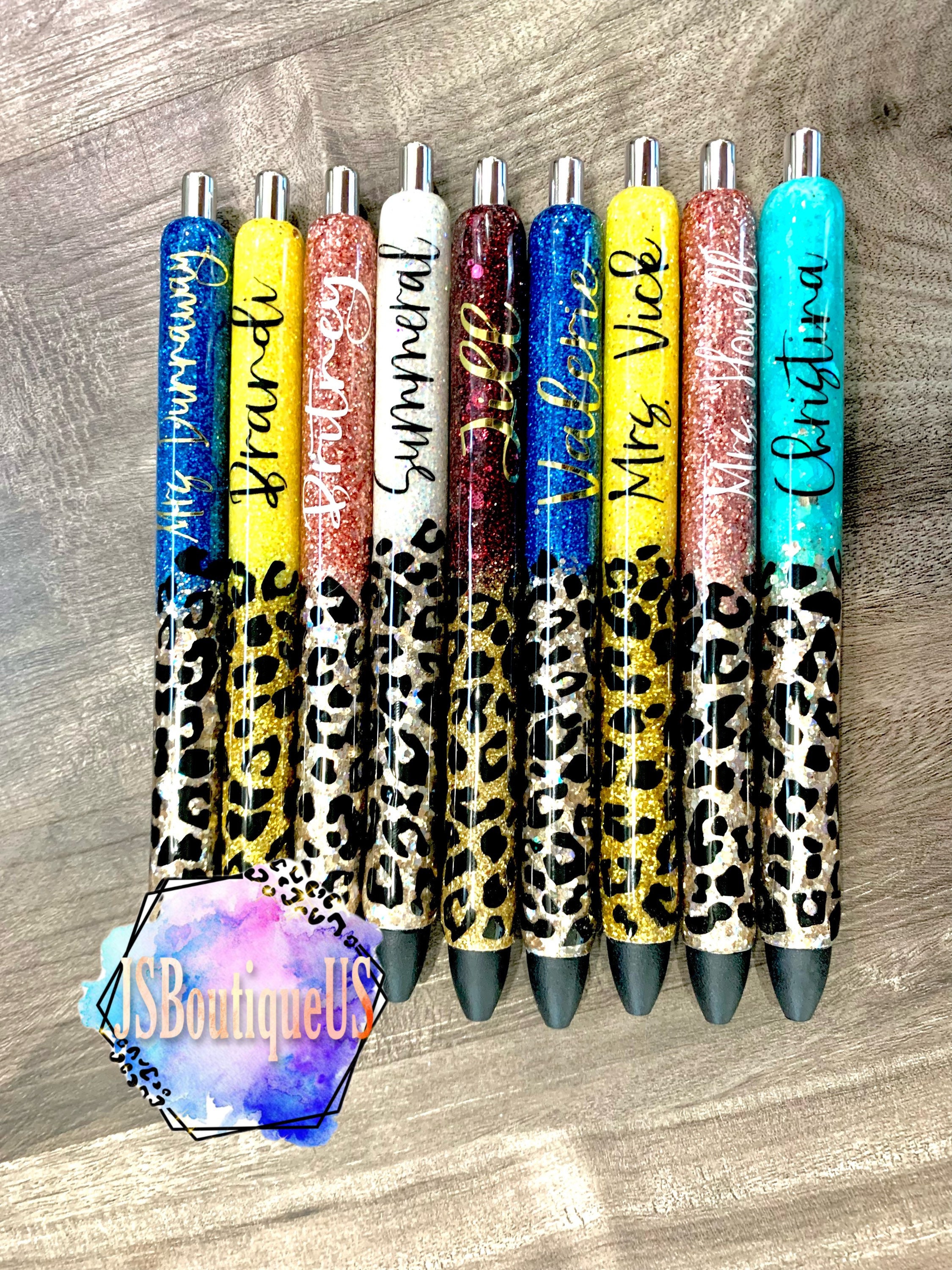 LEOPARD Personalized Glitter Pens / Papermate Inkjoy Pens / Refillable ...