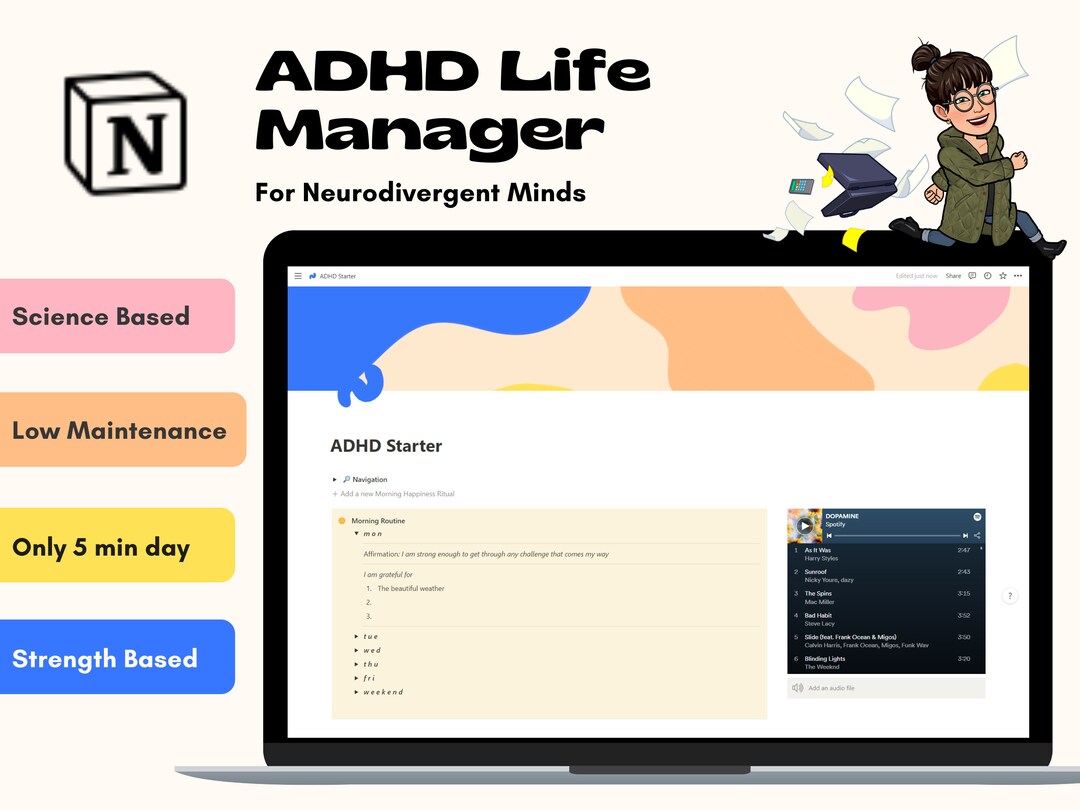ADHD Life Manager System Notation Template - Etsy