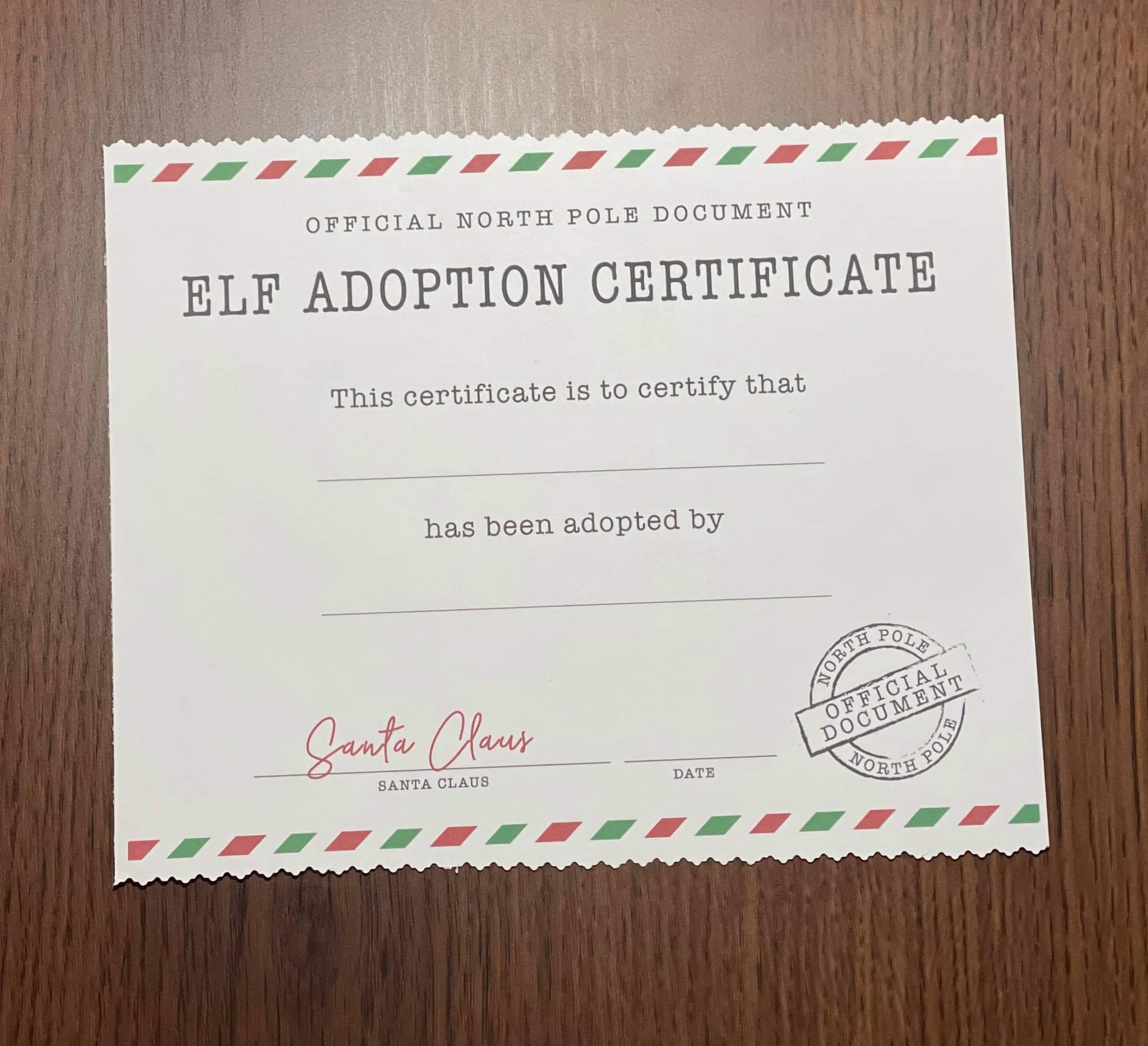 Elf Adoption Certificate, Elf Adoption, Elf on the Shelf, Elf on the ...