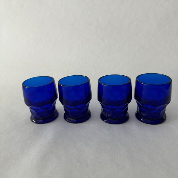 Cobalt Blue Vintage Shot Glasses Etsy