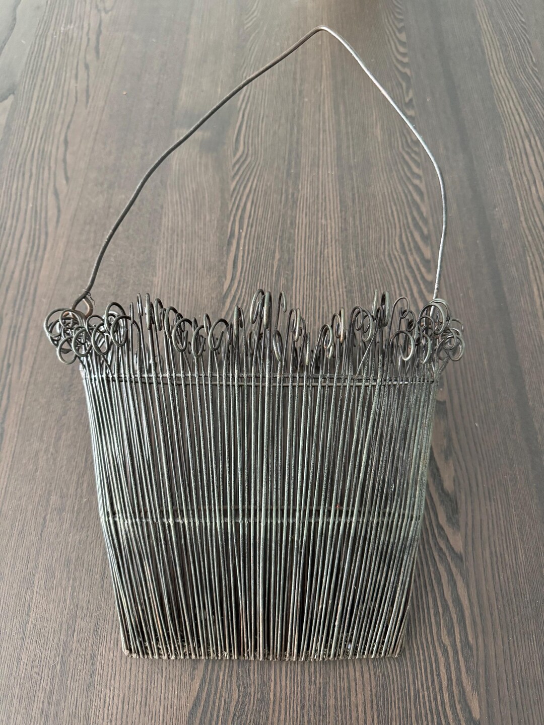 Vintage Black Metal Wire Basket With Handle - Etsy