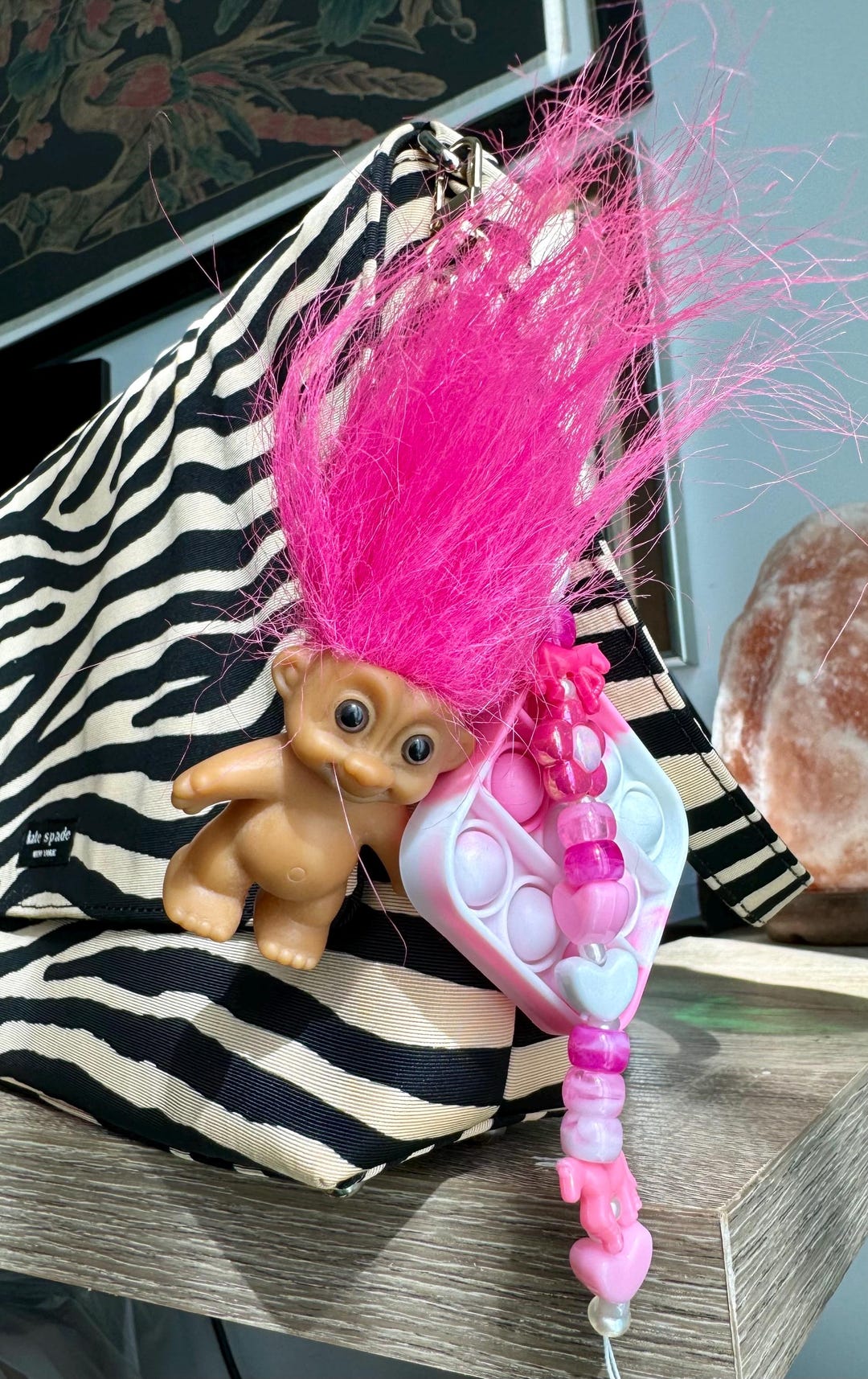 Troll Doll Bag Charm, With Colorful Beads, Pink Bag Charm - Etsy