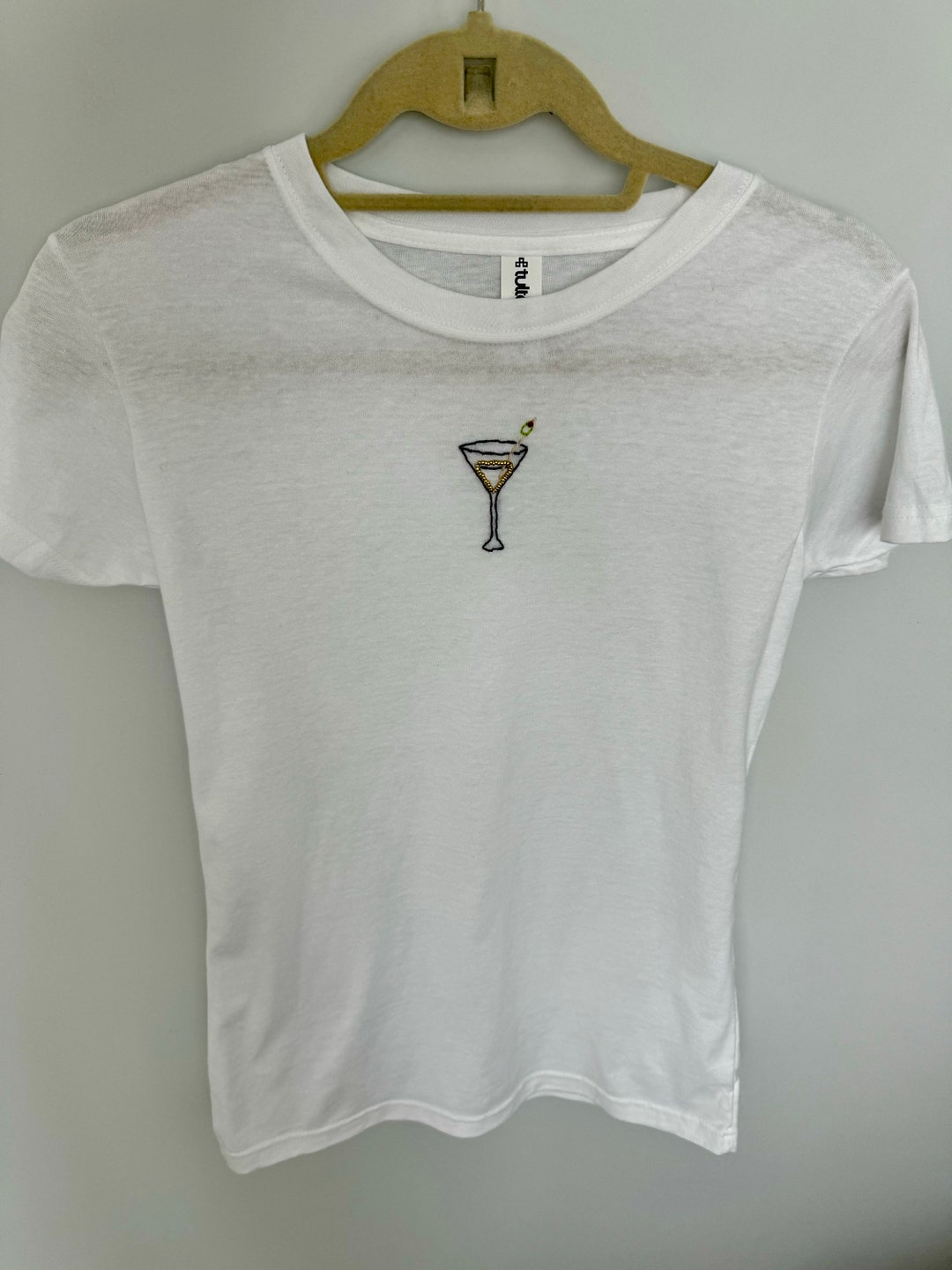 Hand Embroidered Martini Shirt - Etsy