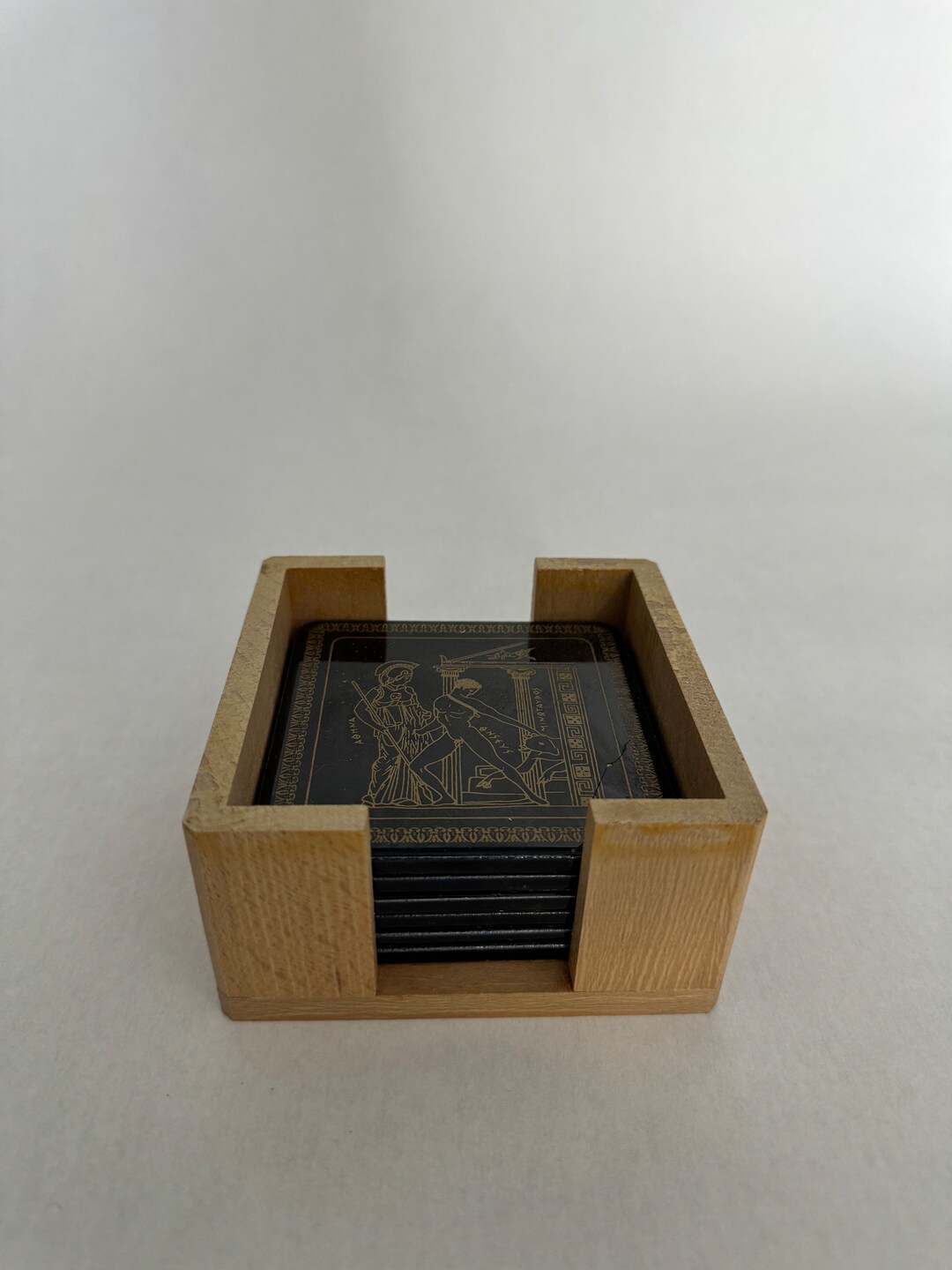 Decorhellas Greek Gold Art Glass Cup Holder Coaster Set of 6 Made in ...