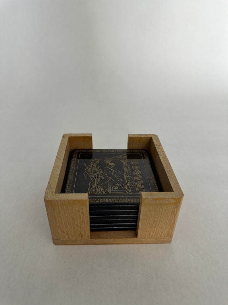 Decorhellas Greek Gold Art Glass Cup Holder Coaster Set of 6 Made in ...