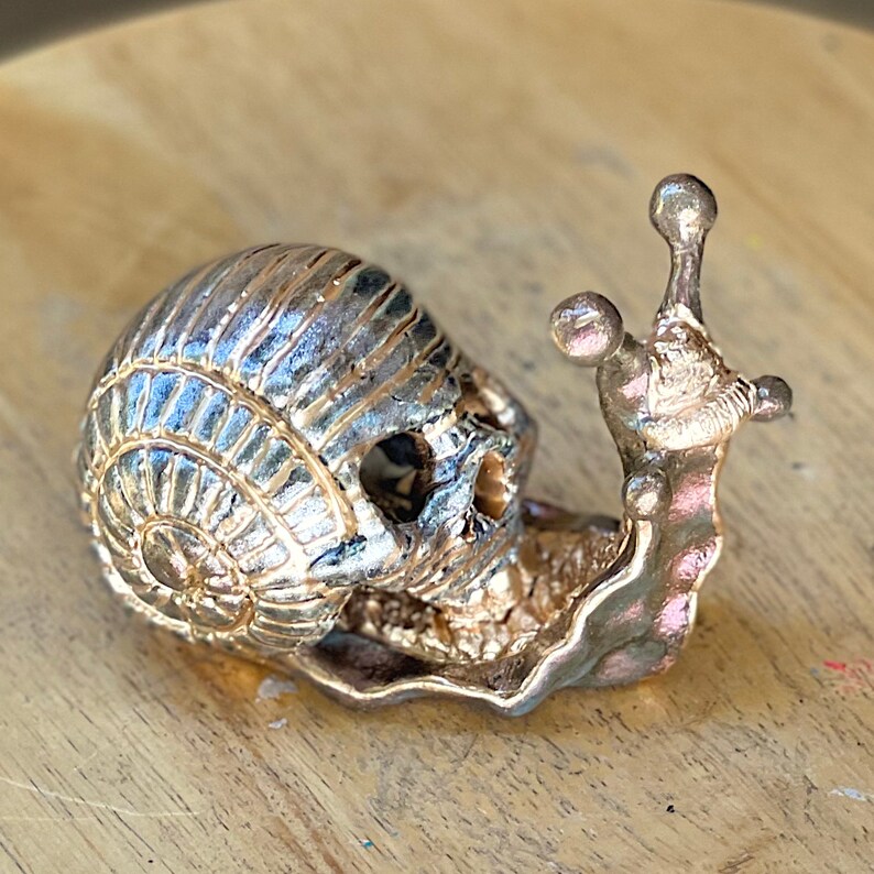 Super Mini Snail Skull #16 - Chrome Plated Art - Etsy