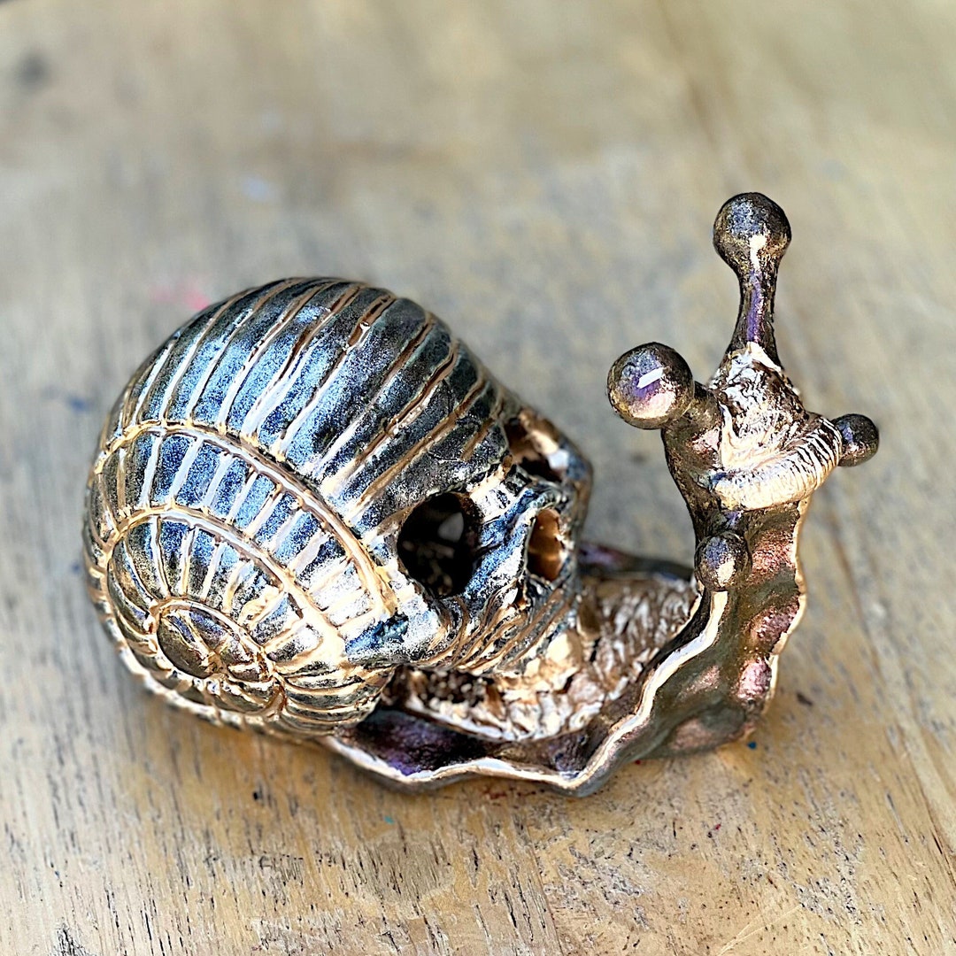 Super Mini Snail Skull #16 - Chrome Plated Art - Etsy