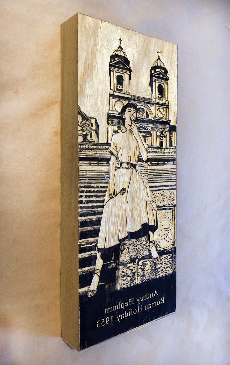 Audrey Hepburn Roman Holiday 1953 Original Woodcut Art Print - Etsy