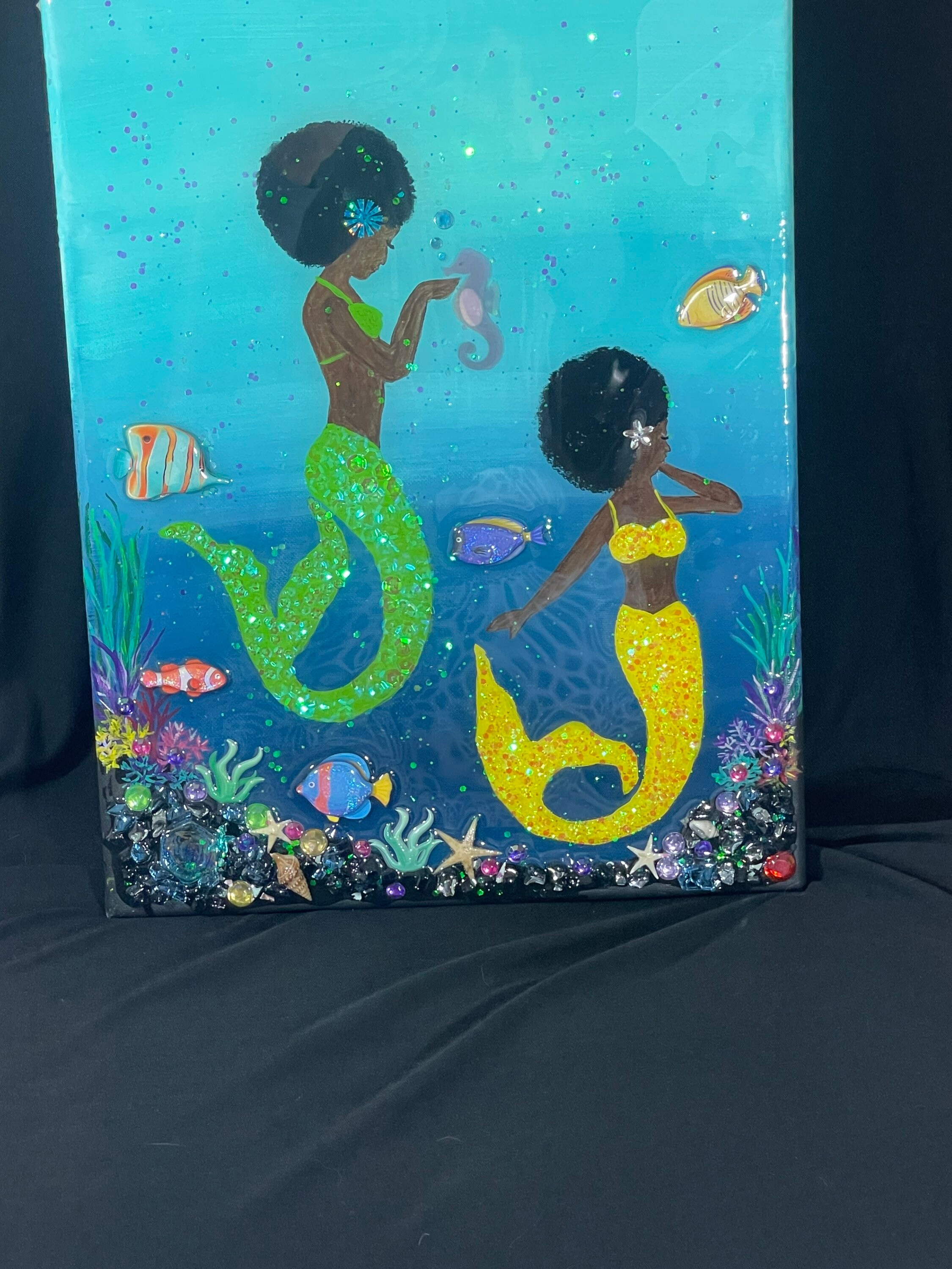 Mermaid Zuri & Imani Acrylic, Painting - Etsy