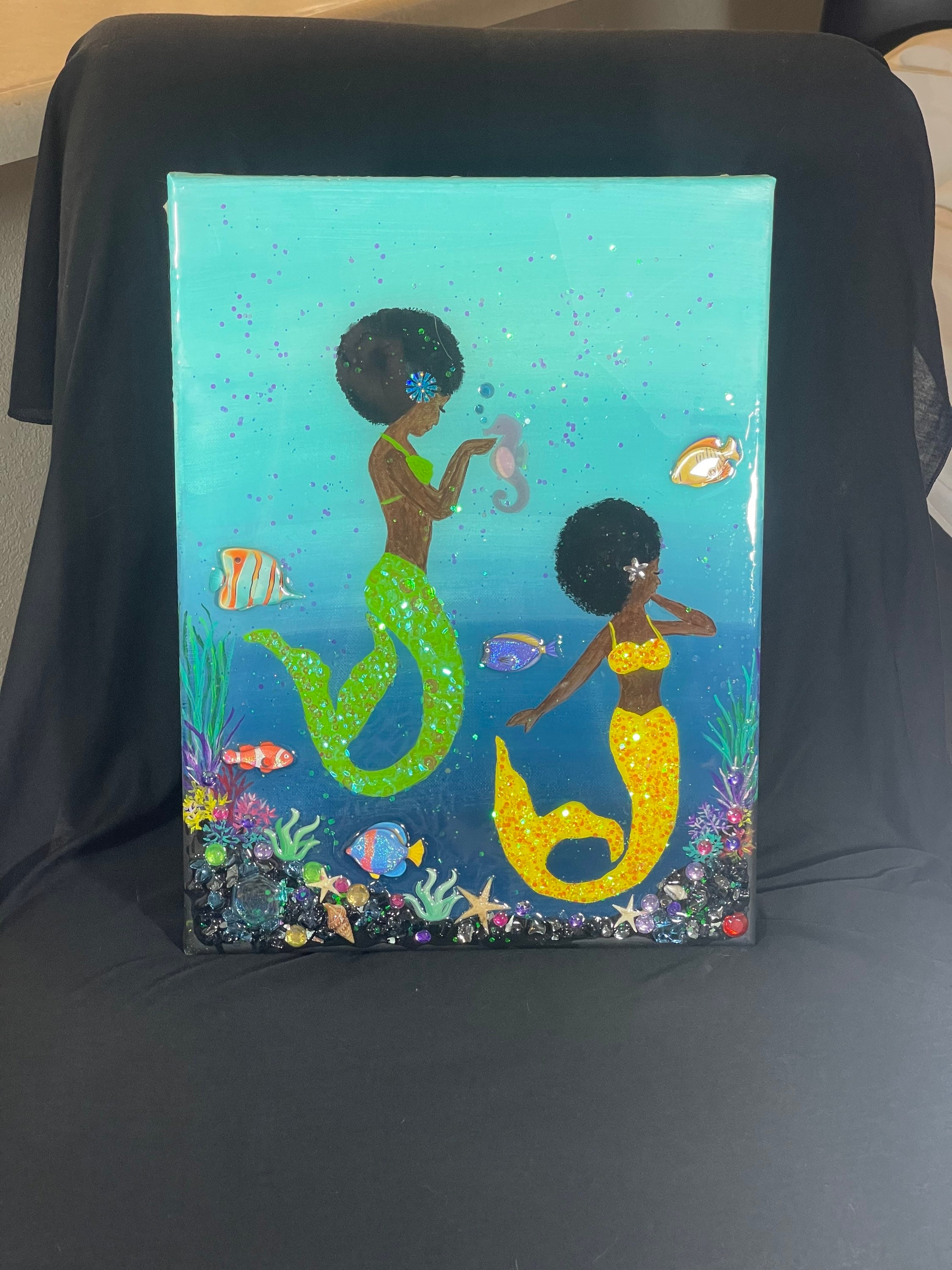 Mermaid Zuri & Imani Acrylic, Painting - Etsy