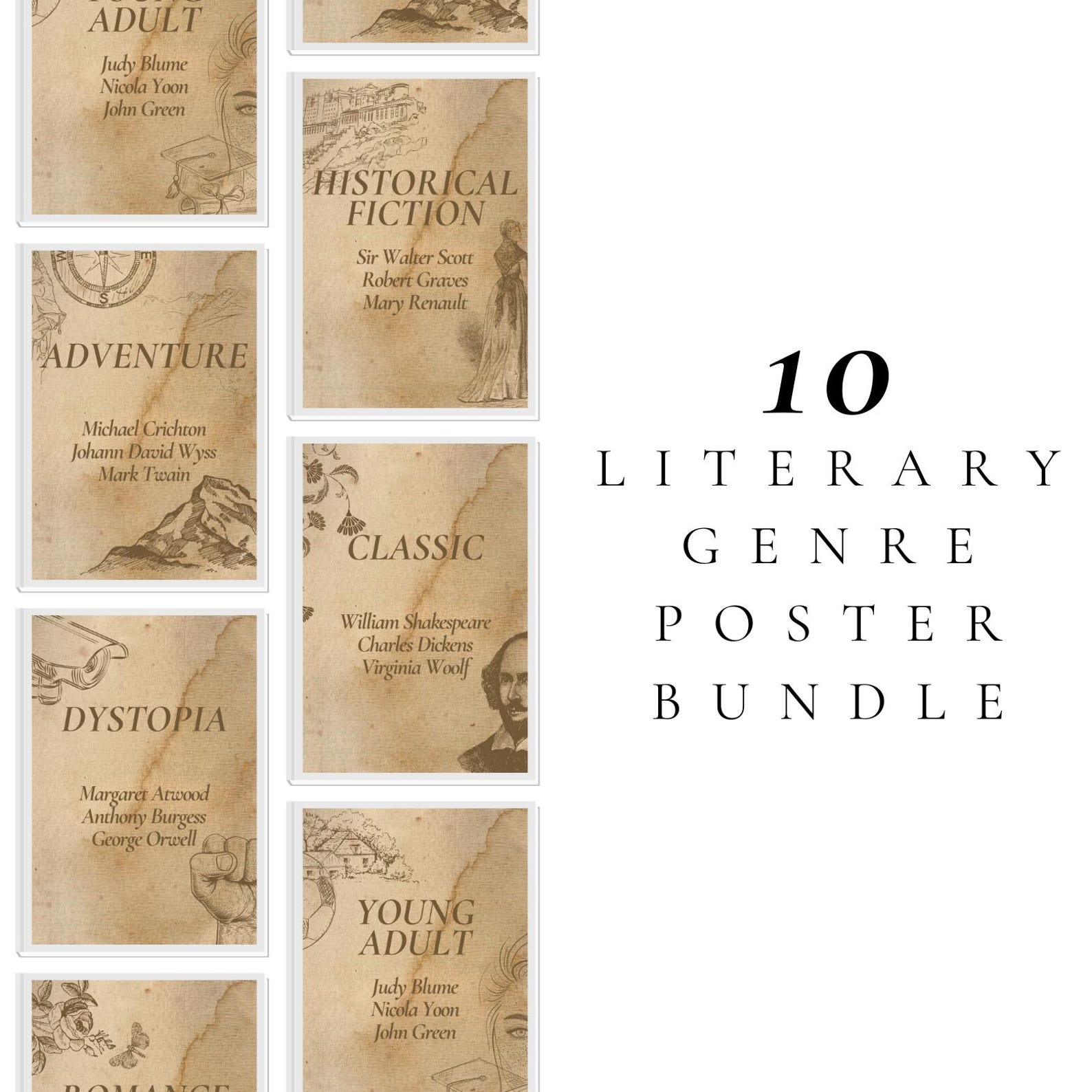 Literary Genre Poster Download, Classroom Decor, Library Decor, Book ...