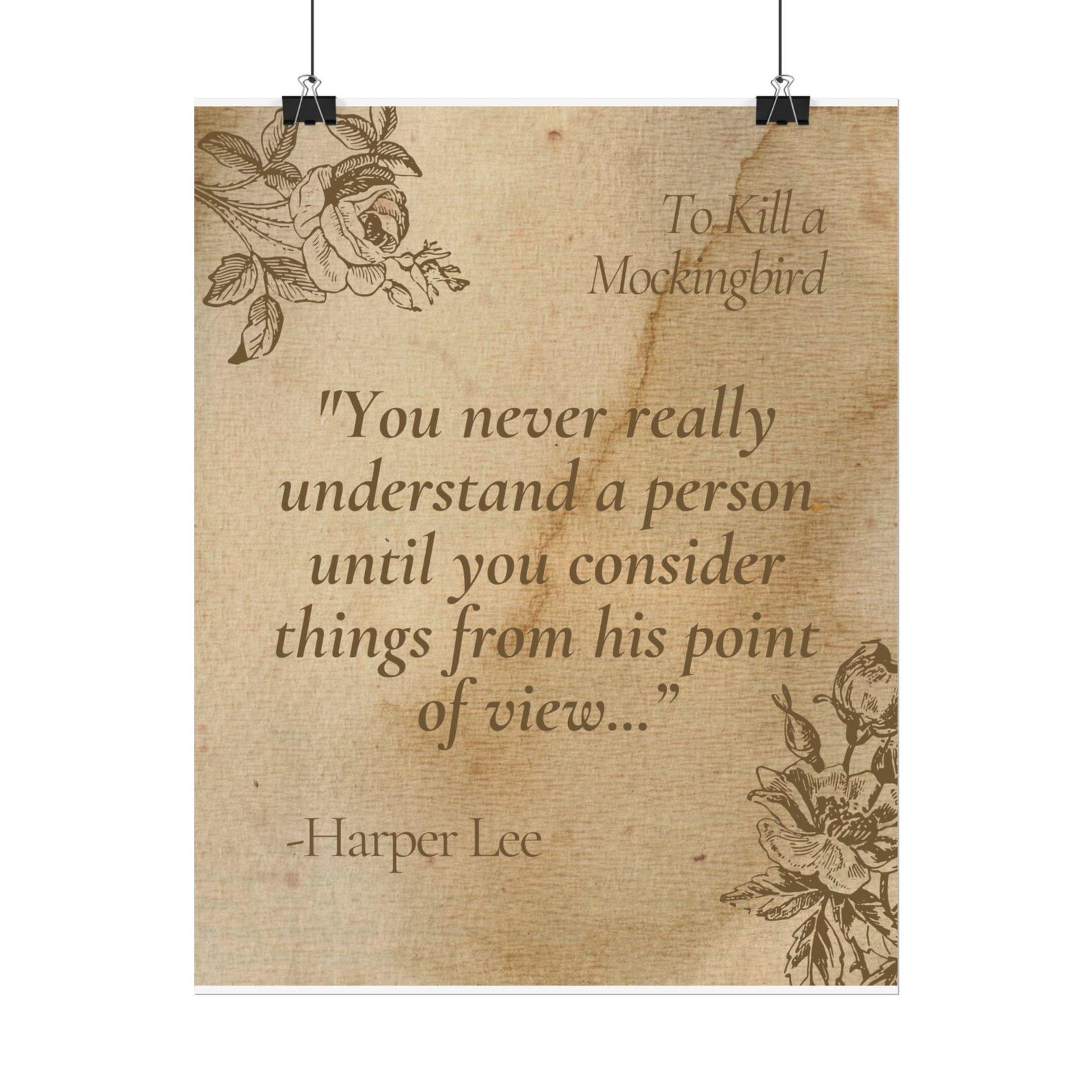 Vintage to Kill a Mockingbird Quote Poster Harper Lee Literary Art ...