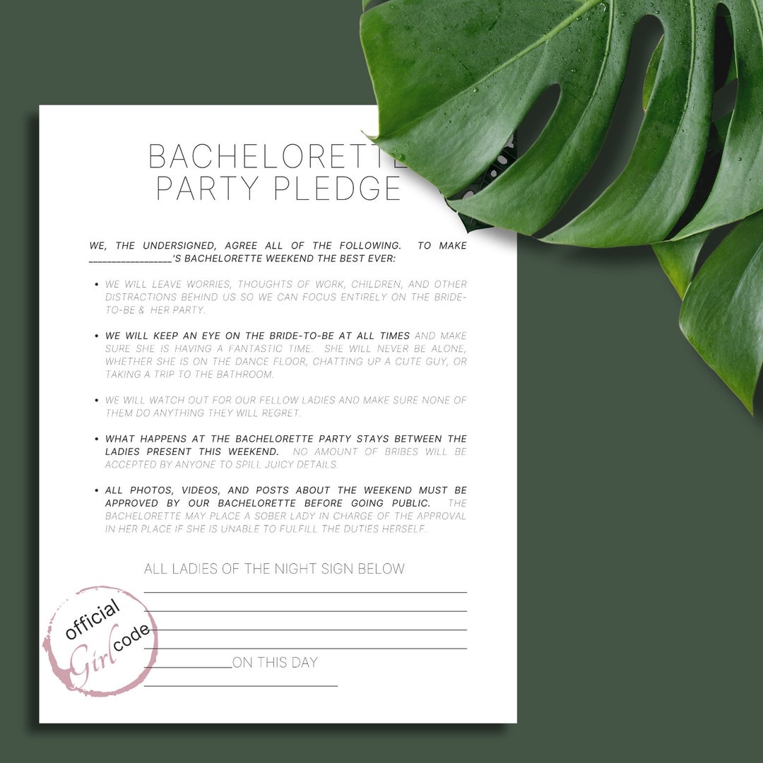 Tropical Bach Party Pledge, Tropical Bachelorette Party, Party Pledge ...