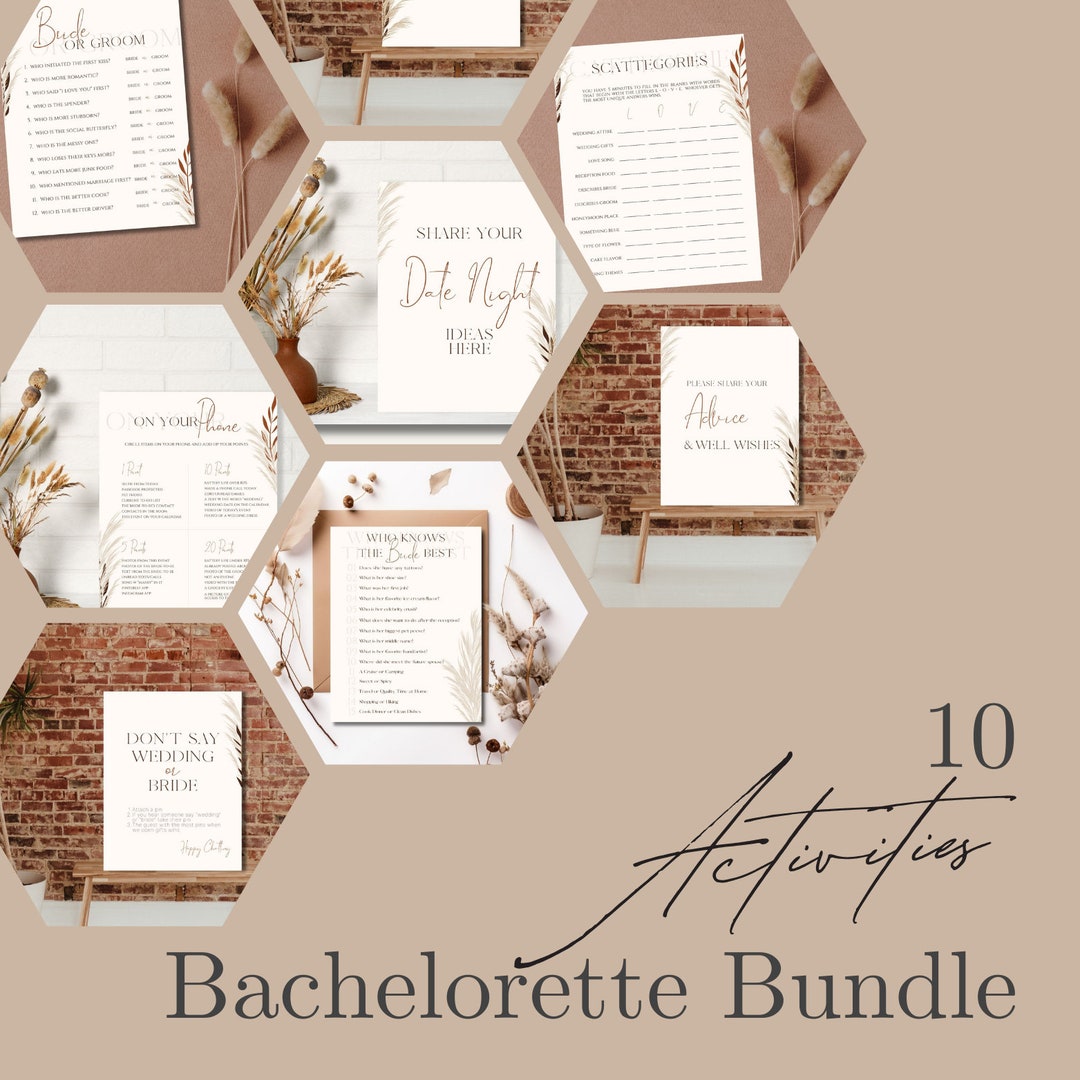 10 Boho Bach Activity Bundle, Boho Bachelorette Party Game, Printable ...