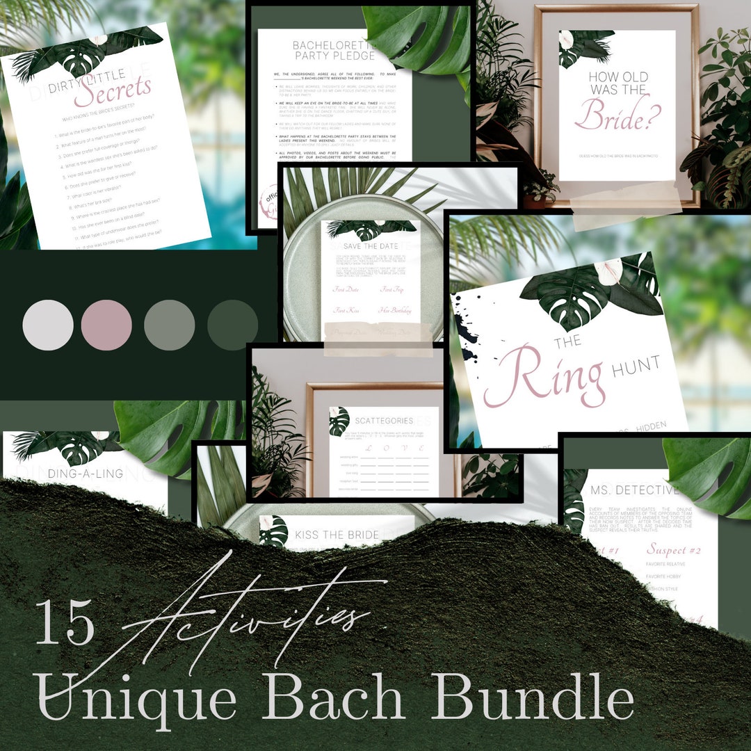 15 Tropical Bach Activity Bundle, Unique Trop Bachelorette Party Game ...