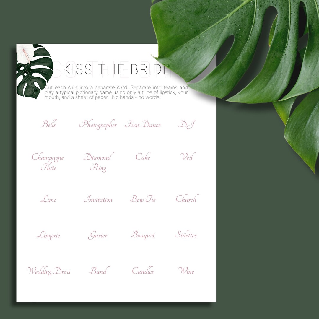 Tropical Pictionary Game, Clean Version, Tropical Bachelorette Party ...