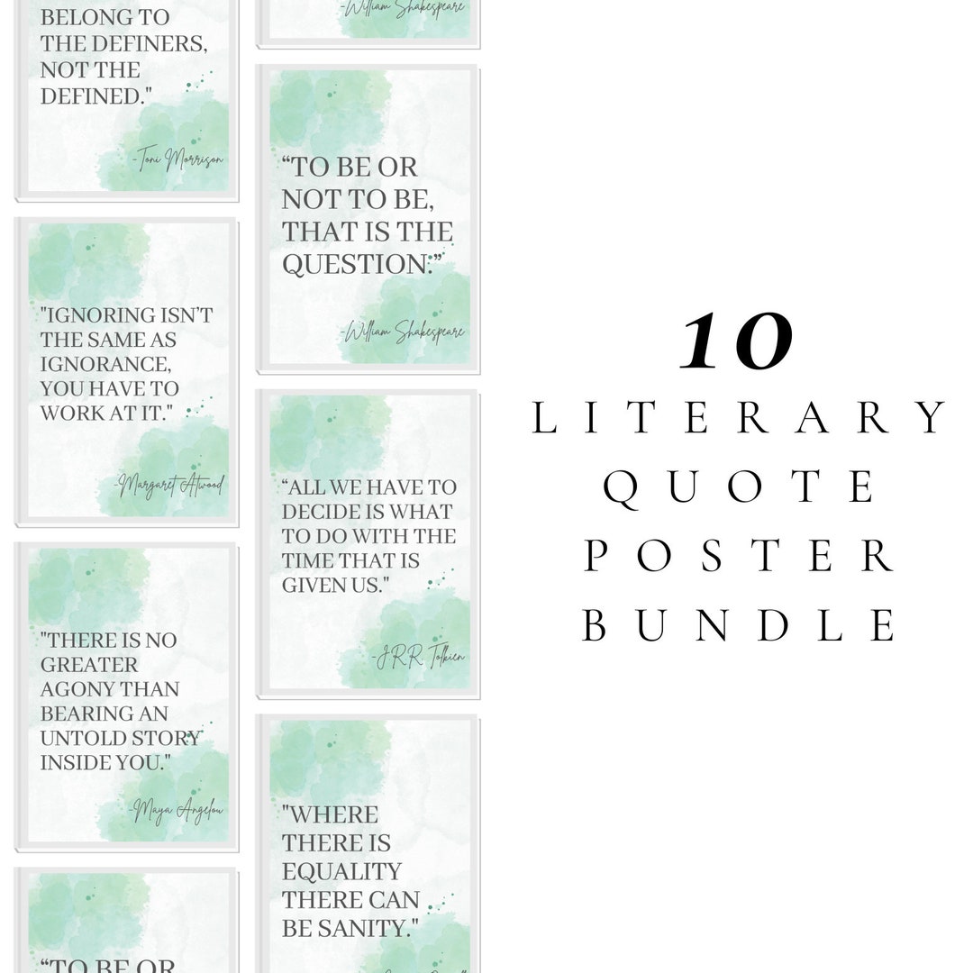 Book Quote Posters Set of 10 DIGITAL Downloads, Classroom Decor ...