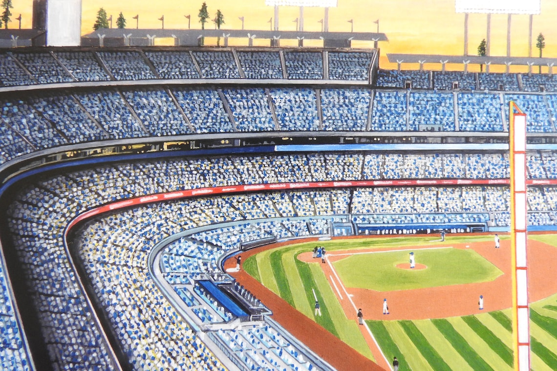 PRINT of Original Acrylic Painting Dodger Stadium / Baseball Art ...