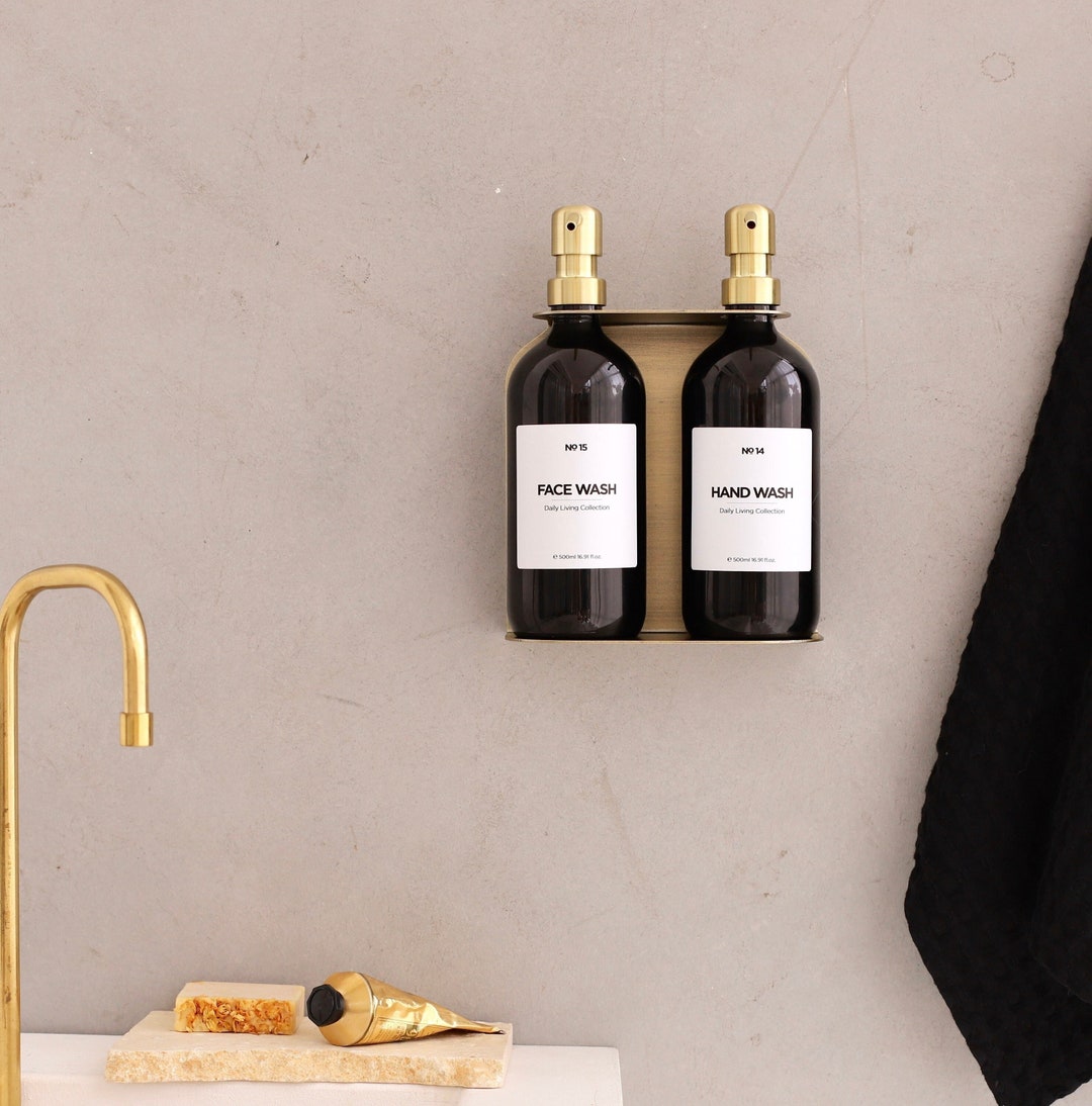 Gold Wall Bracket With Soap Dispenser, Gold Holder With Gold Pumps ...