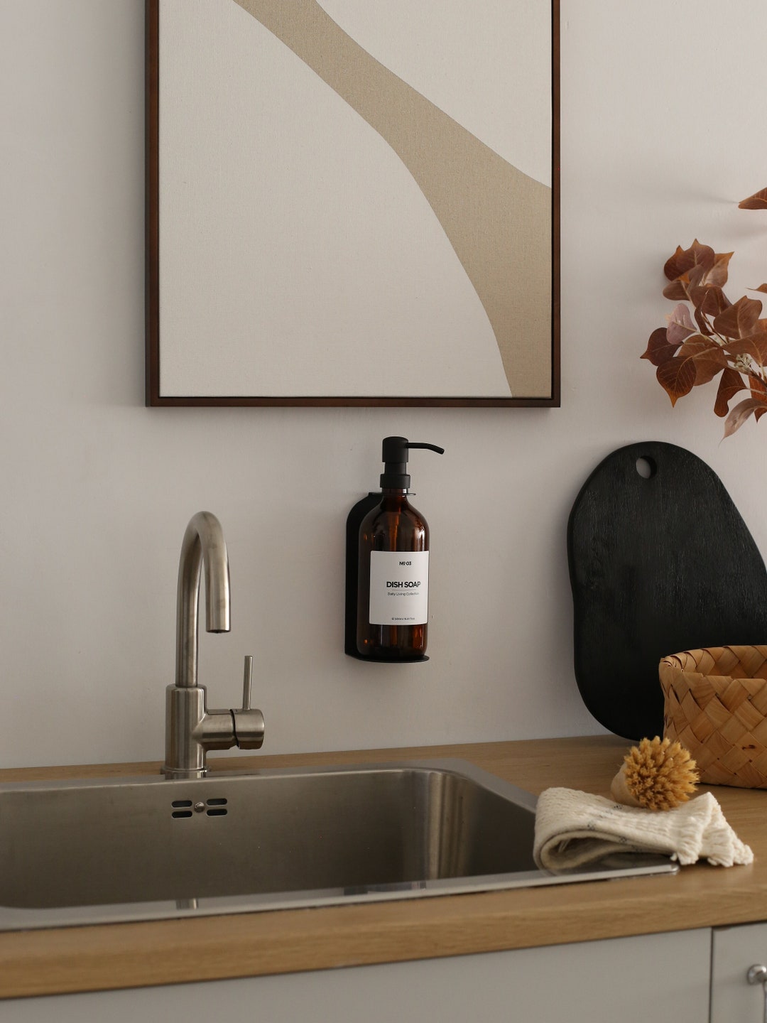 Soap Dispenser With Black Holder, Double Wall Bracket With Soap ...