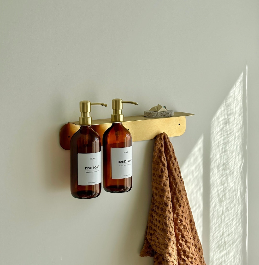Floating Gold Soap Dispenser Holder, Wall Mounted Soap Dispensers, Wall ...