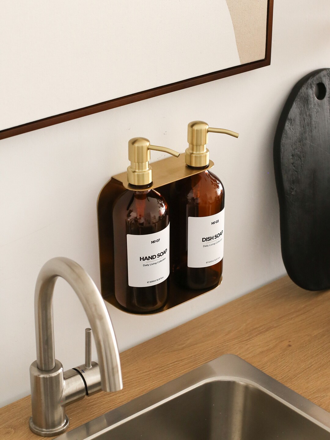 Wall Mounted Gold Soap Dispenser Holder, Double Luxurious Pump Bottle ...